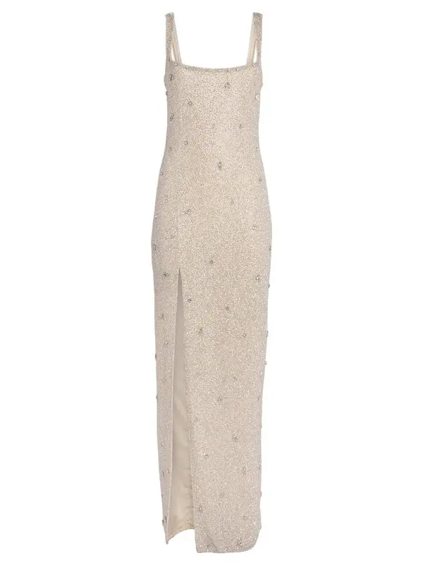 CLIO PEPPIATT Embellished Pamela Midi Dress - Ivory