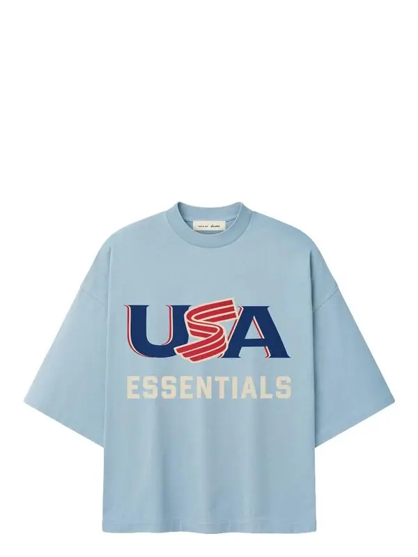 Fear Of God Usa Baseball Merch Tee Oat - Blue