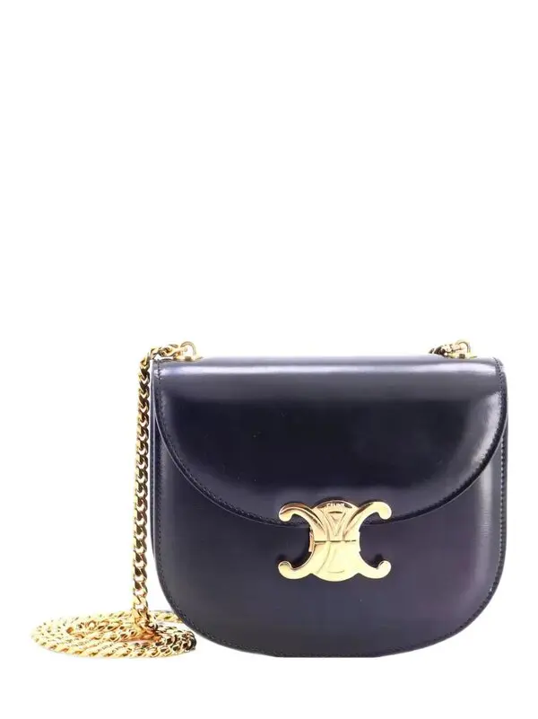 Celine Triomphe Besace Cléa Chain Flap Bag - Black