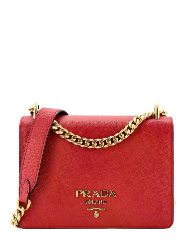 Prada Saffiano Leather Flap Bag - Red