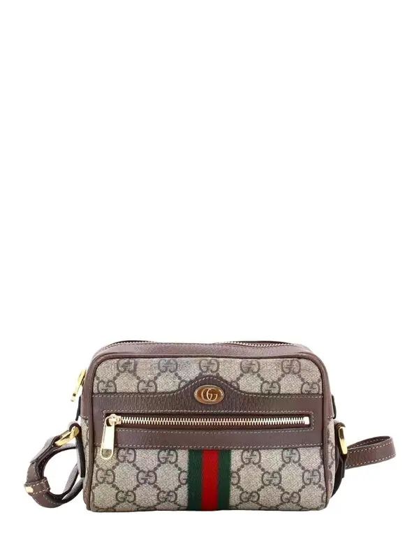 Gucci Ophidia Mini Shoulder Bag In Gg Coated Canvas - Brown