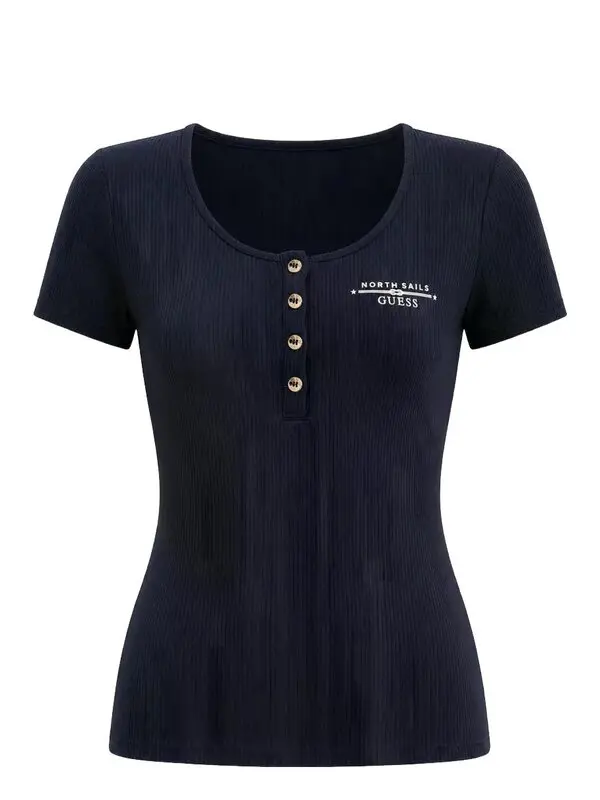Guess North Sails Ribbed-knit Logo T-shirt - Blue