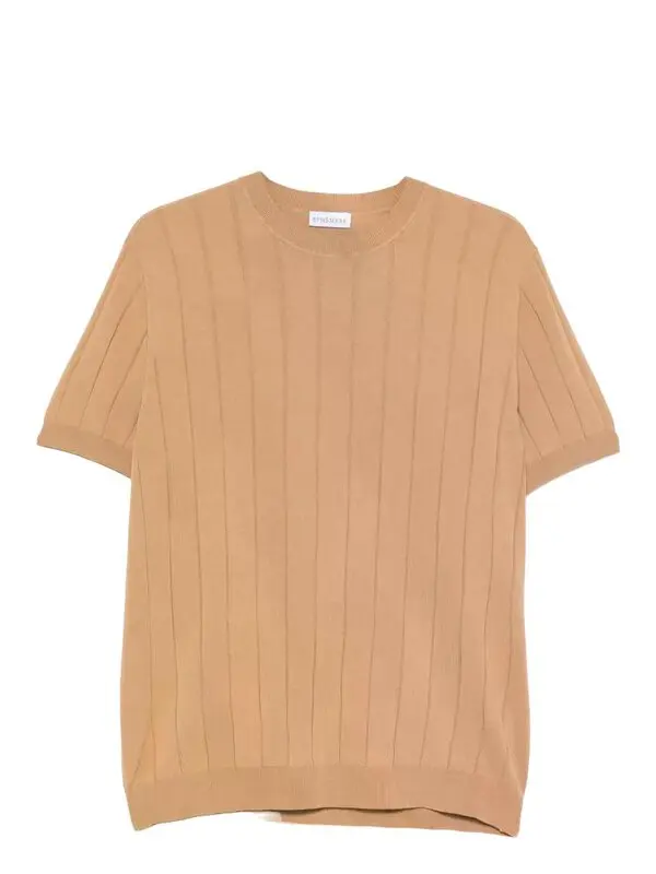 ÉPHÉMÈRE Short-sleeve Ribbed Knit T-shirt - Neutrals