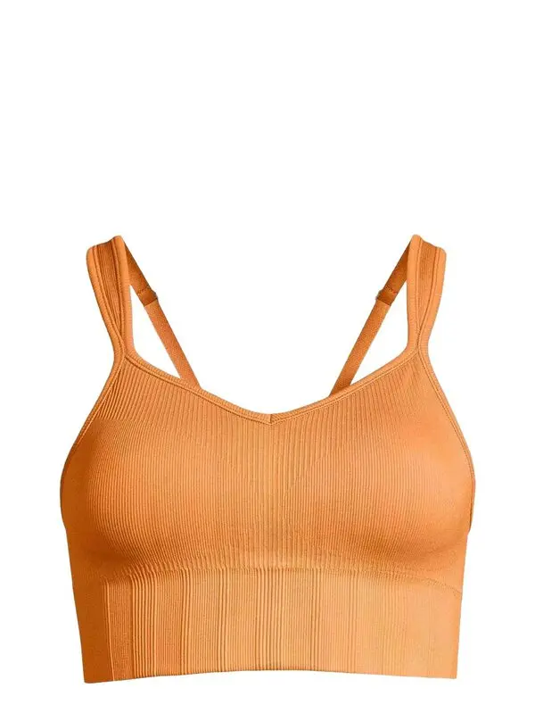 CASALL Ribbed-knit V-neck Sports Bra - Orange