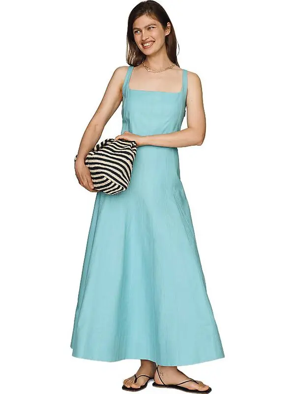 ALIGNE Fernanda Square-neck Midi Dress - Blue