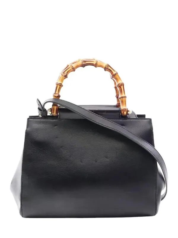 Gucci Nymphaea Bamboo Two-way Handbag - Black