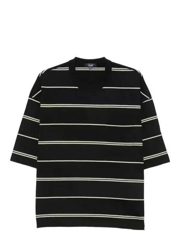 Comme Des Garçons Striped Patch-pocket T-shirt - Black