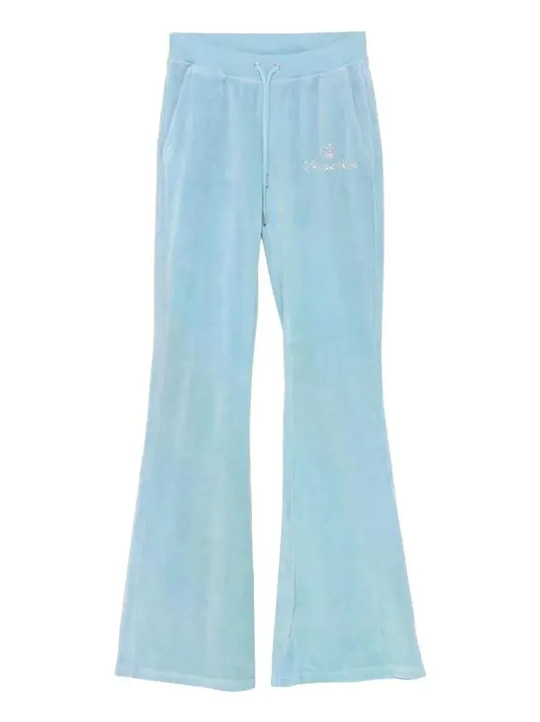 SPORTY & RICH X Juicy Couture Rhinestone Embellished Velour Track Pants - Blue