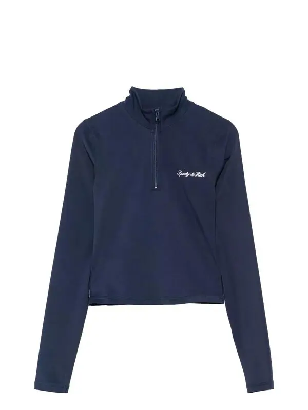 SPORTY & RICH Signature Logo Quarter-zip Performance Top - Blue
