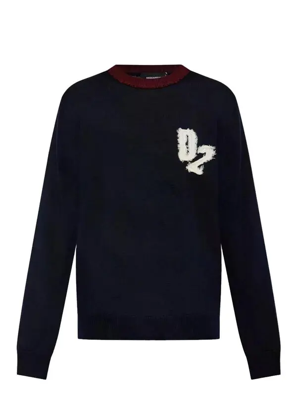 Dsquared2 College Logo-patch Wool Sweater - Blue
