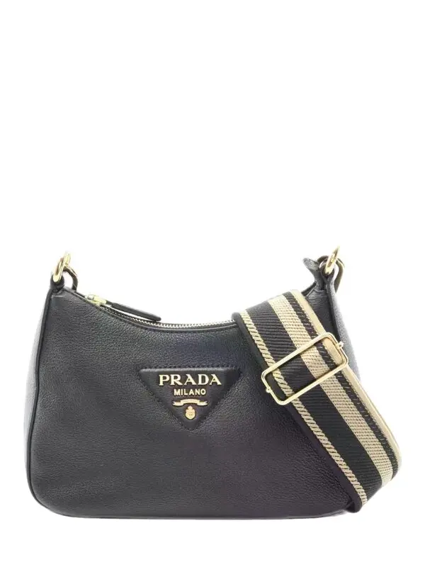 Prada Vitello Dino Shoulder Bag - Black