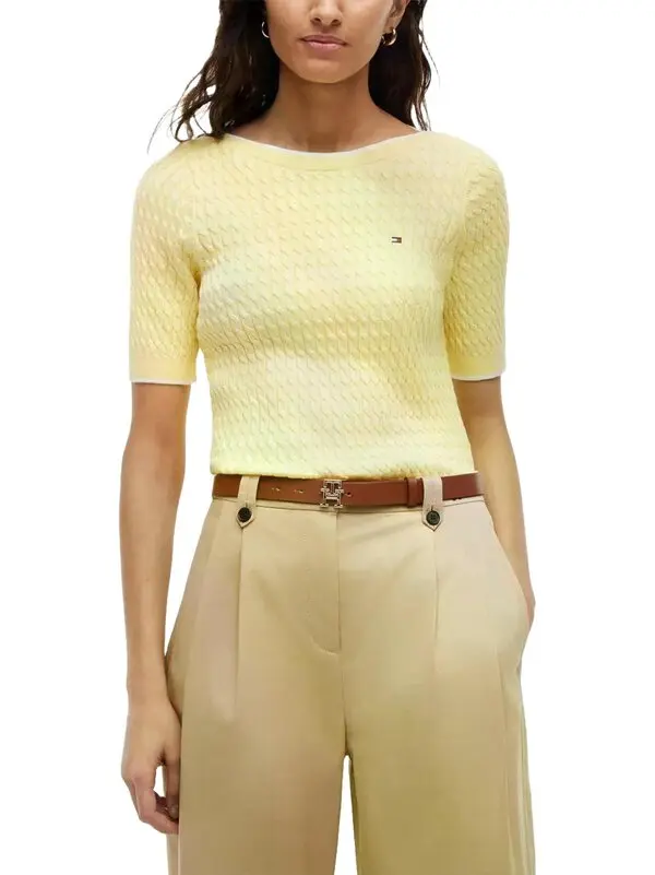 Tommy Hilfiger Cable-knit Short-sleeve Sweater - Yellow