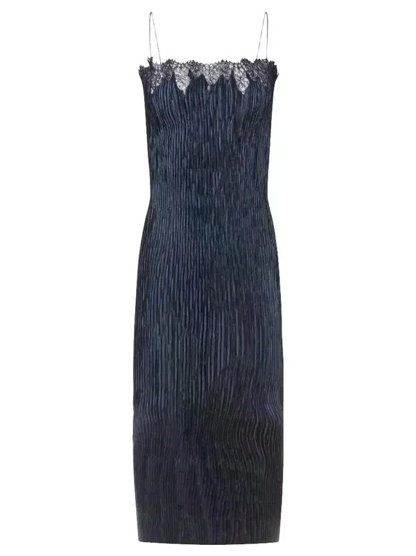FFORME Lumie Lace-trimmed Plissé Dress - Blue