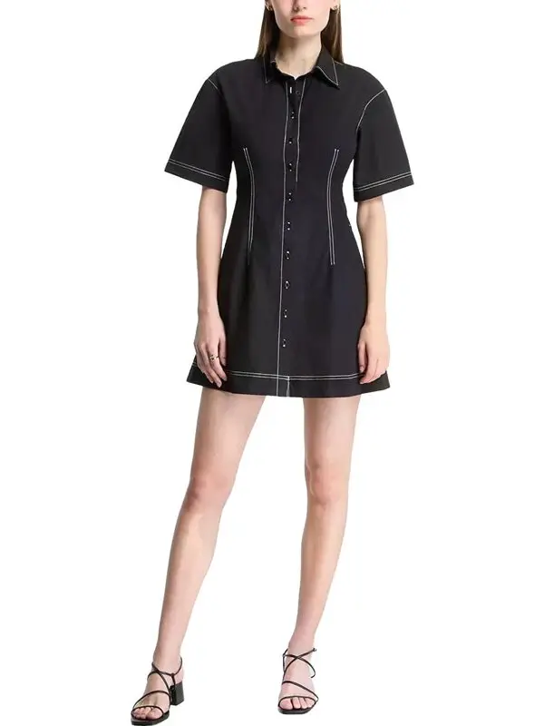 Gap Contrast-stitch Short-sleeve Mini Dress - Black