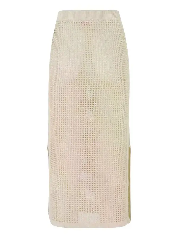MC2 SAINT BARTH Darline Crochet-knit Midi Skirt - Neutrals