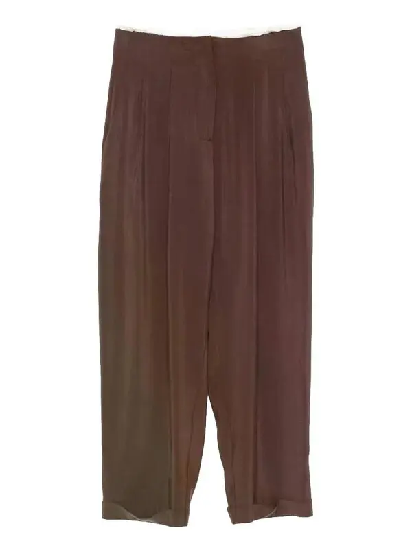 VICOLO Pleated Turn-up Trousers - Brown