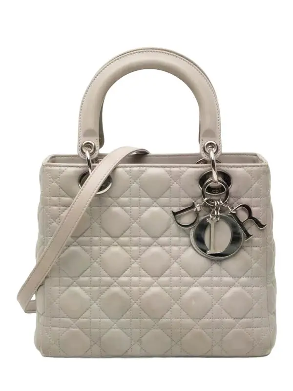Dior Lambskin Cannage Lady Satchel - Grey