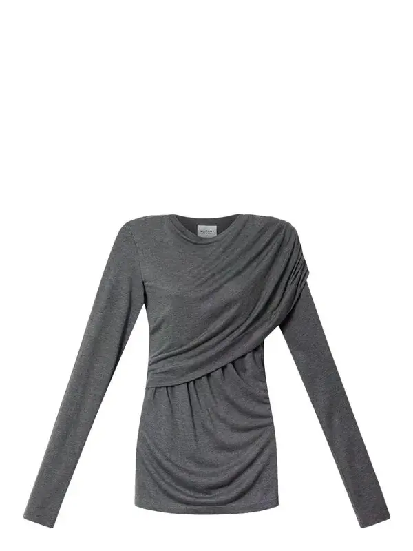 MARANT ETOILE Asymmetric Draped Panel Jersey Top - Grey