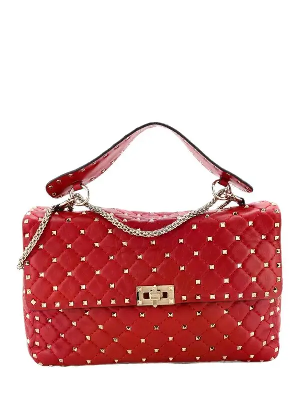 Valentino Garavani Rockstud Spike Flap Quilted Leather Shoulder Bag - Red