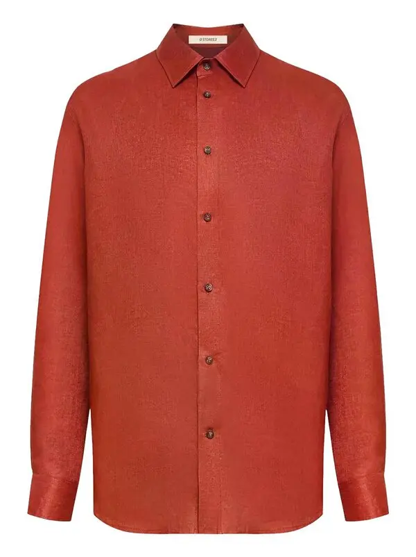 12 STOREEZ Buttoned Linen Shirt - Red