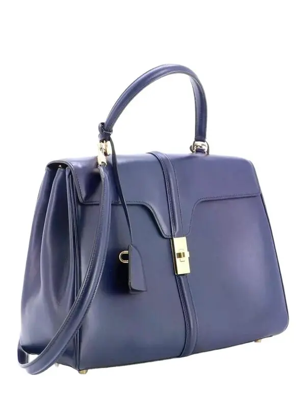 Celine 16 Top Handle Bag In Smooth Calfskin - Blue