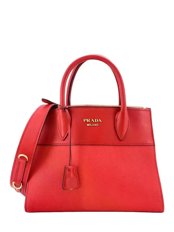 Prada Paradigme Tote Saffiano With City Calf Small Satchel - Red