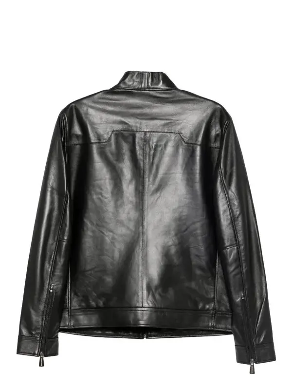 SERGIO MORETTI FIRENZE Zip-up Leather Jacket - Black