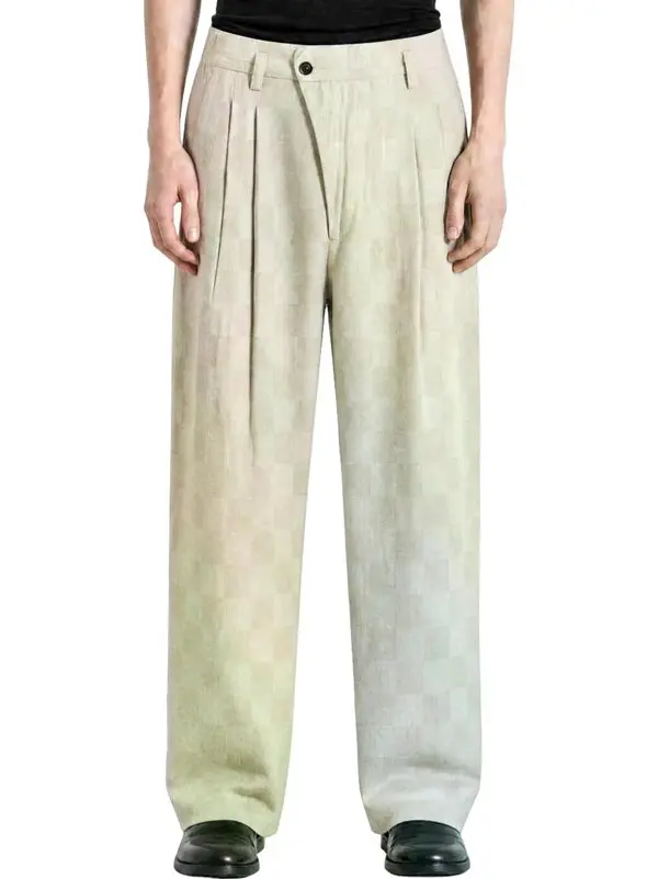 ZIGGY CHEN Check-pattern Pleated Trousers - Neutrals