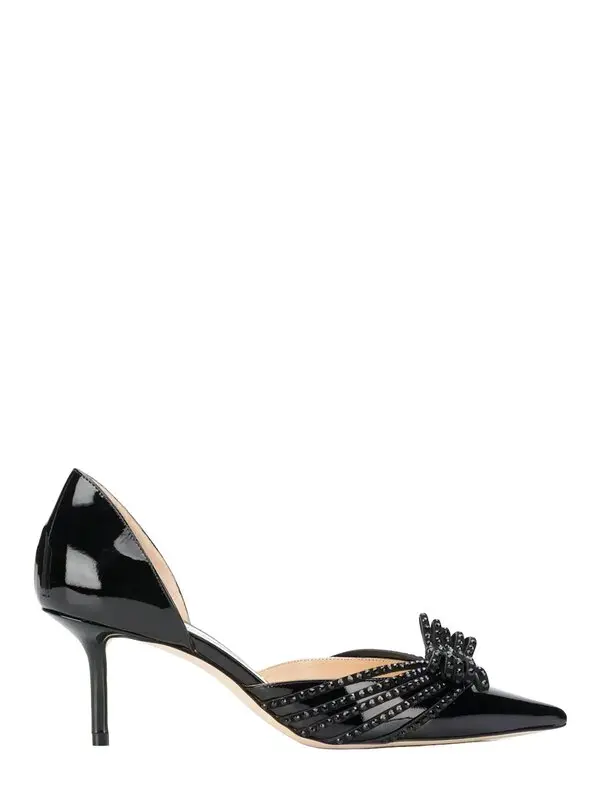JIMMY CHOO Kaitence 65mm Patent Leather Pumps With Crystal Bow - Black