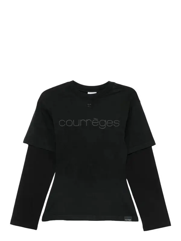 COURREGES Layered Logo-embroidered T-shirt - Grey