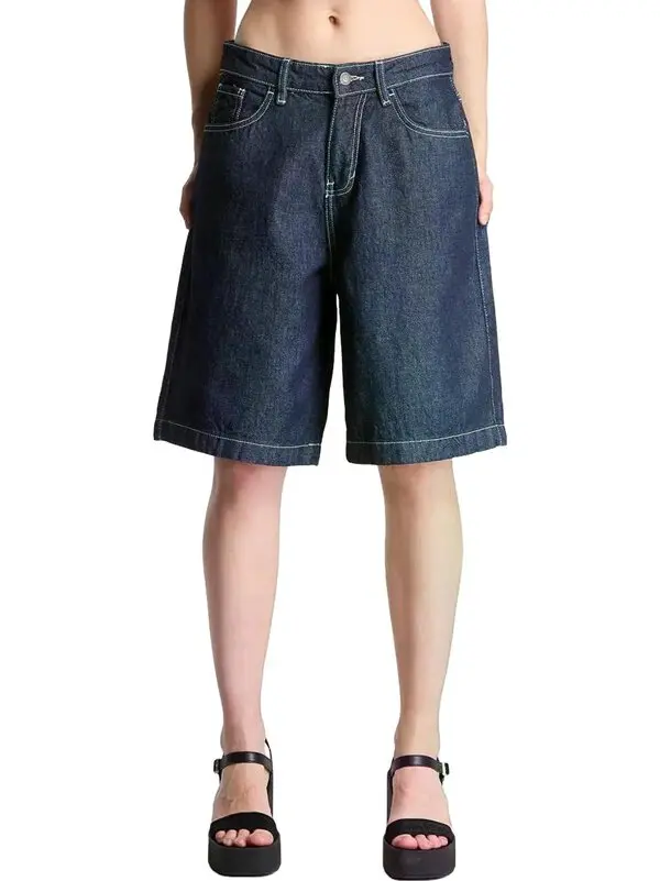 KARL KANI Contrast-stitch Knee-length Shorts - Blue