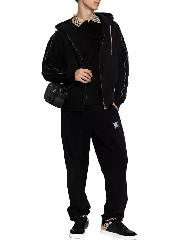 Burberry Scott Logo-embroidered Hoodie - Black