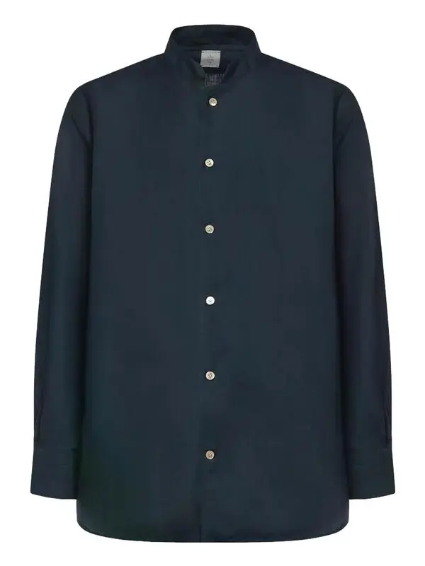 Eleventy Mandarin-collar Long-sleeve Shirt - Blue