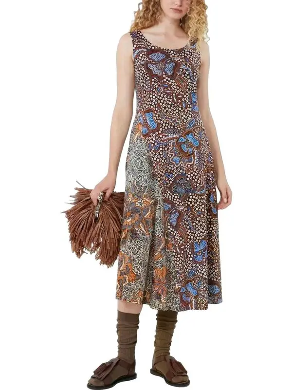 Max Mara Floral Print Midi Dress - Brown