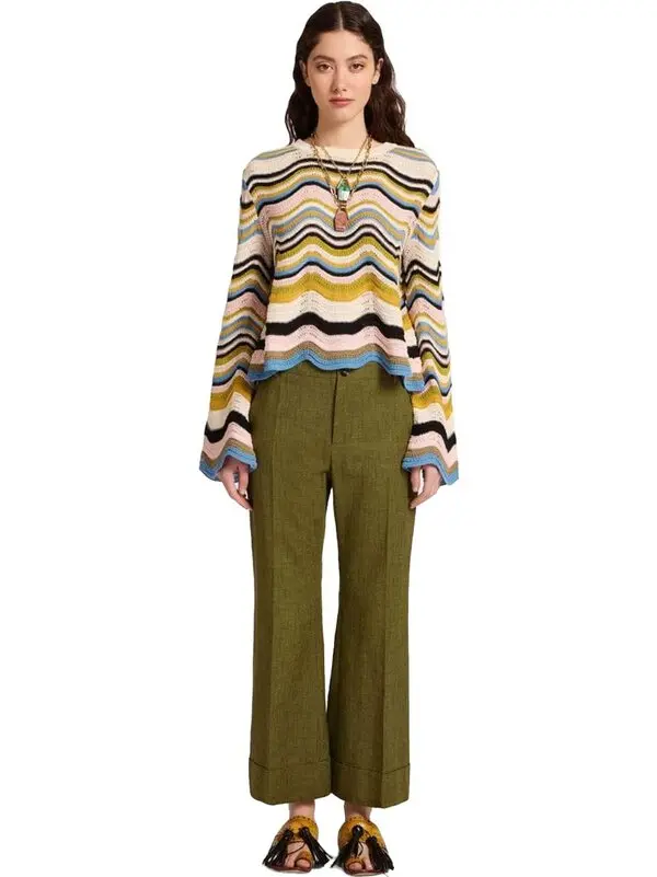 La DoubleJ Chevron Knit Cropped Sweater - Multicolour