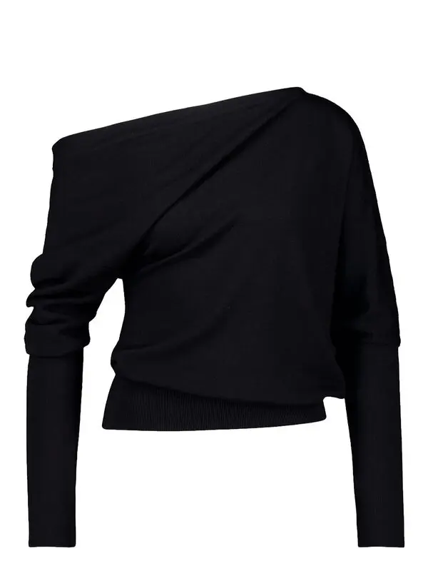 TOM FORD Off-shoulder Wool-silk Top - Black