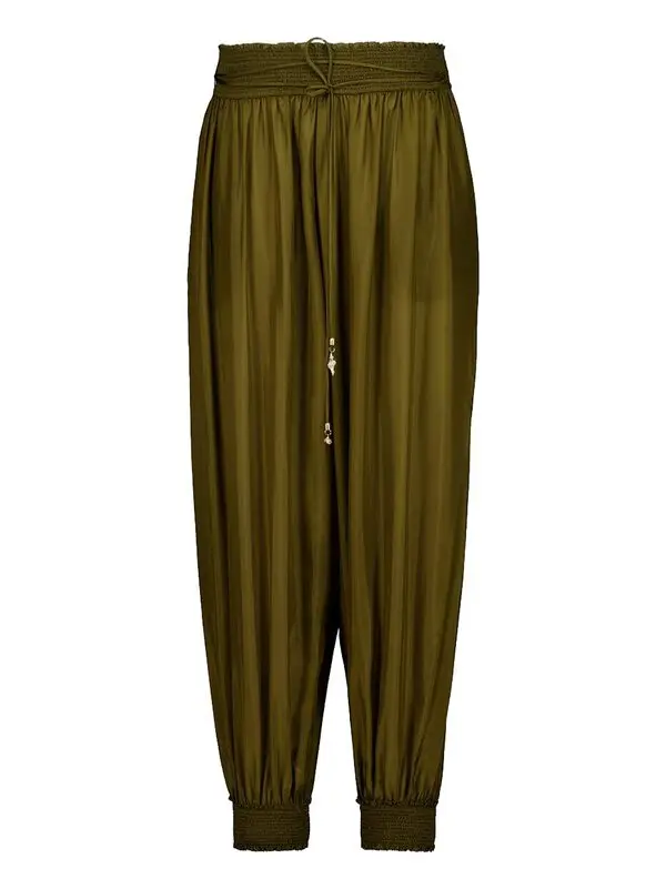 Zimmermann Olive Mahon Silk Harem Pants - Green