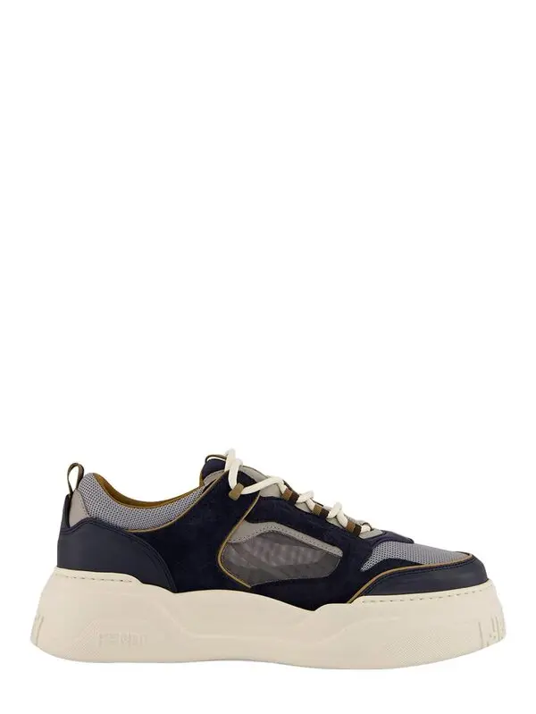 Fendi Force Technical Fabric And Suede Trainers - Blue