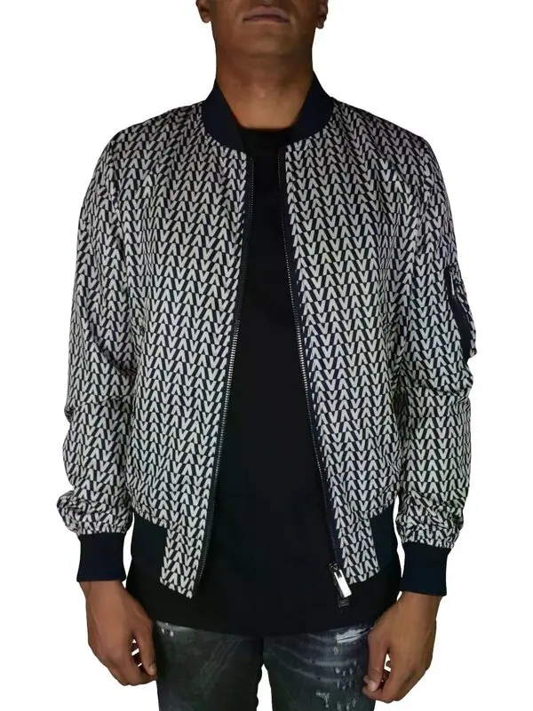 Valentino Garavani Logo Print Bomber Jacket - Blue