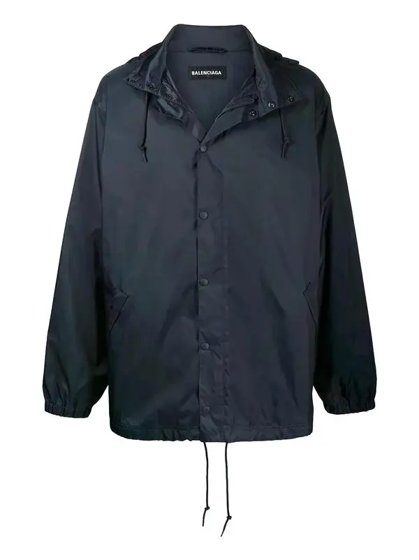 Balenciaga Multi Language Logo Rain Jacket - Blue