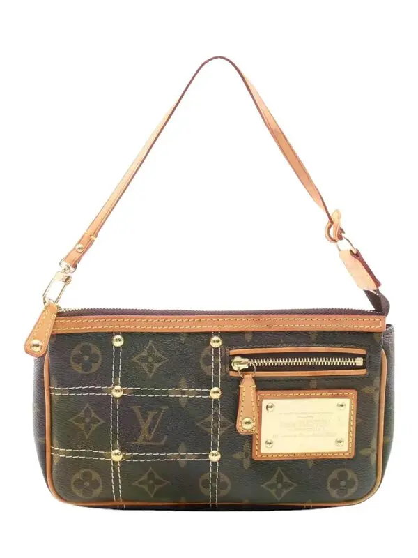 LOUIS VUITTON Monogram Rivet Pochette Handbag - Brown