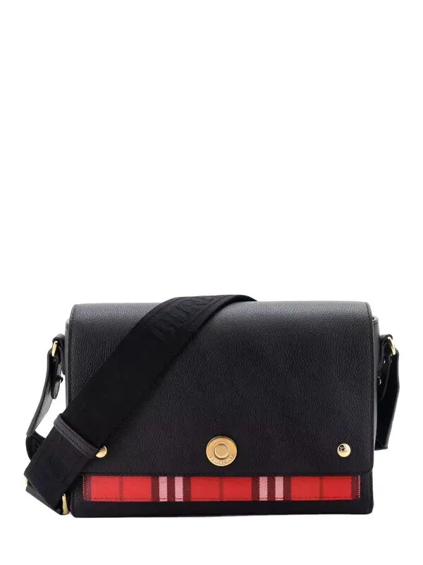 Burberry Vintage Check Canvas And Leather Crossbody Bag - Black