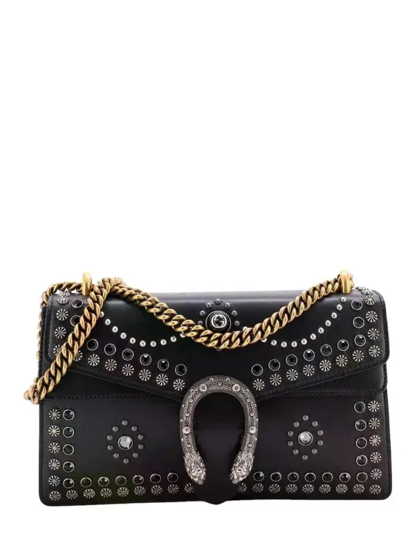 Gucci Dionysus Studded Leather Small Shoulder Bag - Black
