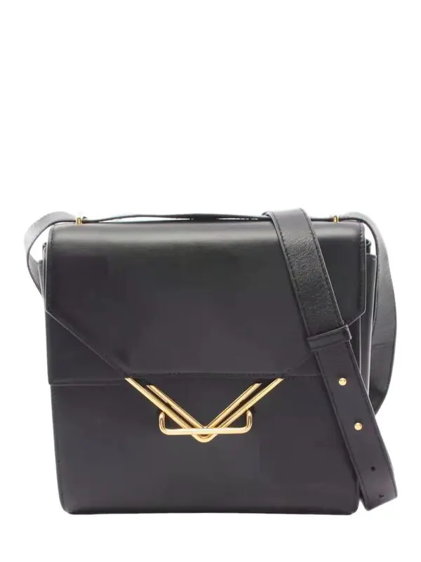 Bottega Veneta The Clip Leather Crossbody Bag - Black