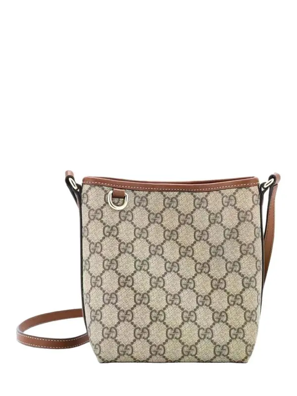 Gucci Gg Emblem Gg Coated Canvas Nano Bucket Bag - Brown