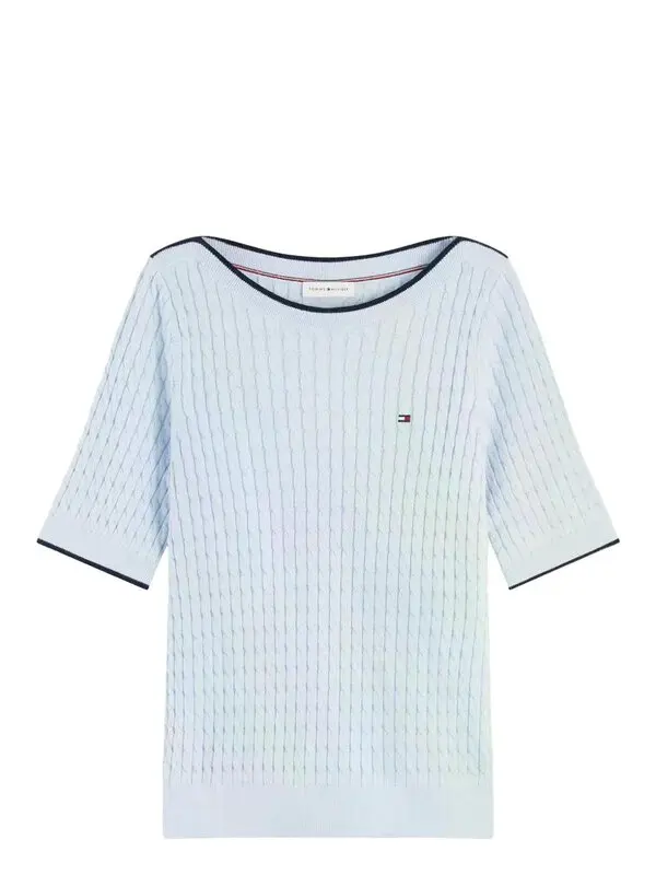 Tommy Hilfiger Cable-knit Short-sleeve Sweater - Blue