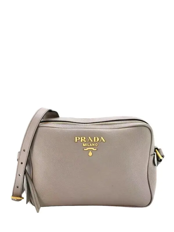 Prada Vitello Daino Double Zip Camera Bag - Grey