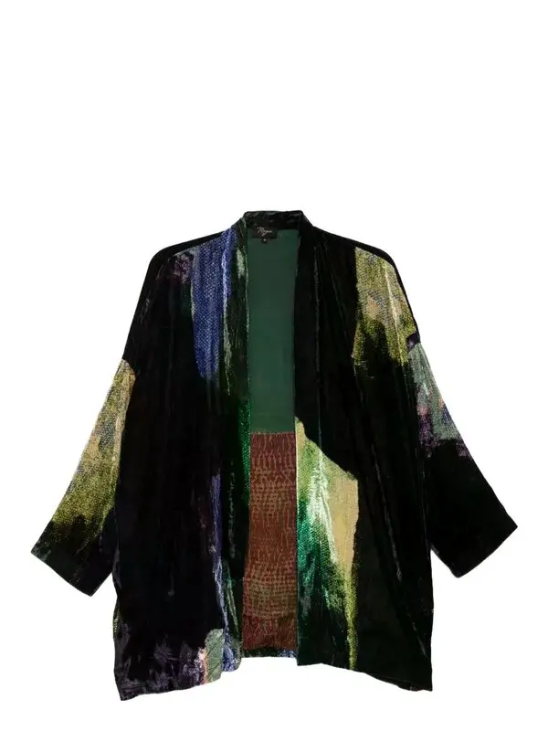RAGA Velvet-effect Long-sleeve Jacket - Black