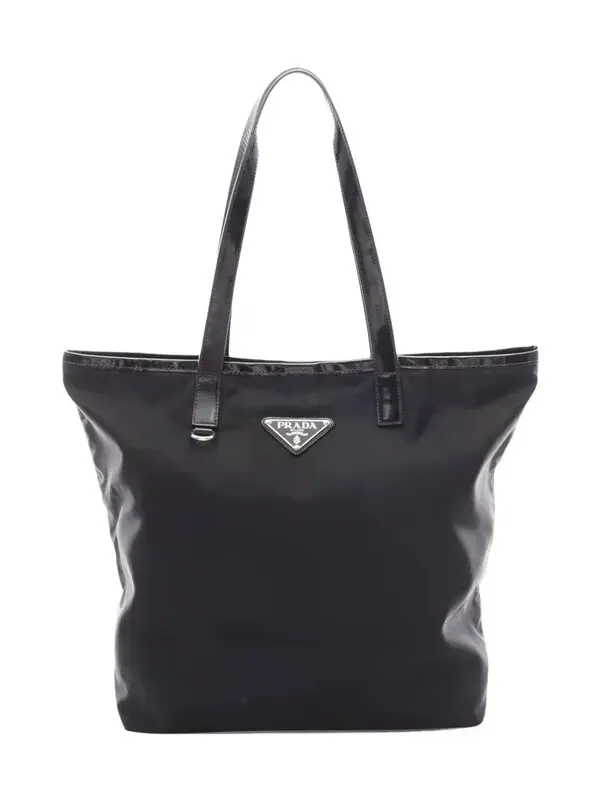 Prada Logo Print Tote Bag - Black