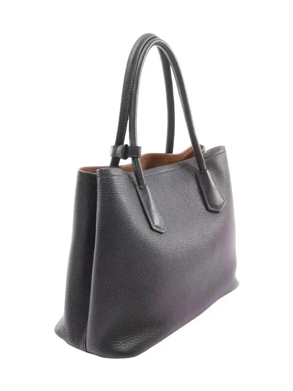Prada Enamel Triangle Logo Tote Bag - Black